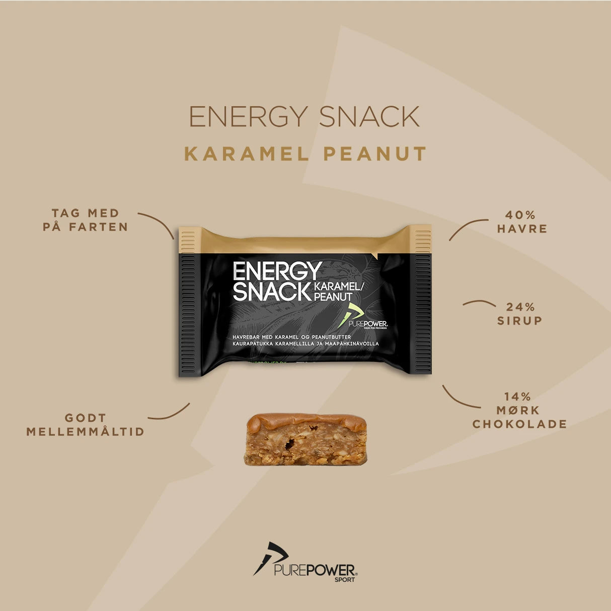 Energy Snack Karamel 60 g – PurePowerDK